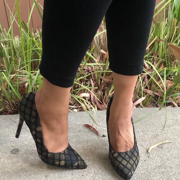 Shoes | Army Green Camo Fishnet Contrasted Stiletto Pumps | Poshmark